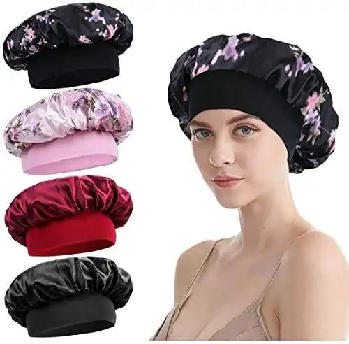 Satin Sleep Cap - 4pc Set Wig Store Hats & Turbans